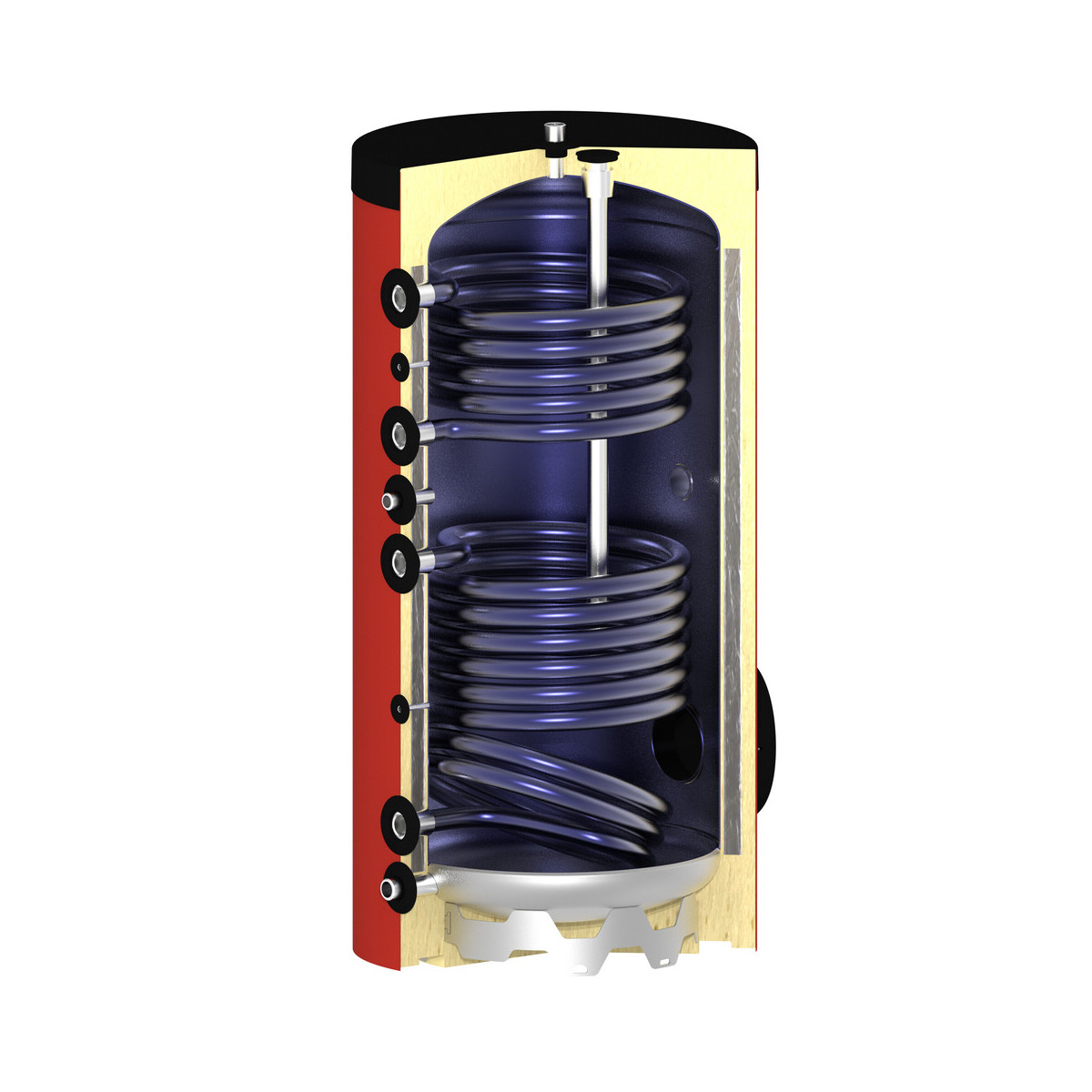 OEG Solar storage tank 200 litres with 2 smooth pipe heat exchangers