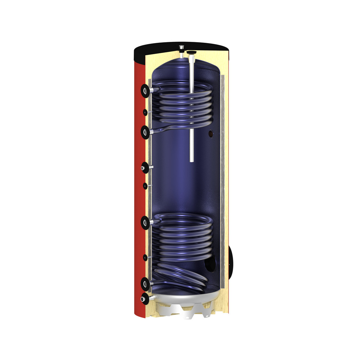 OEG Solar storage tank 300 litres with 2 smooth pipe heat exchangers