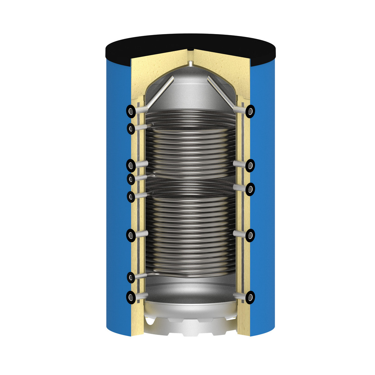 OEG Buffer storage tank 1,500 litres with 2 smooth pipe heat exchange