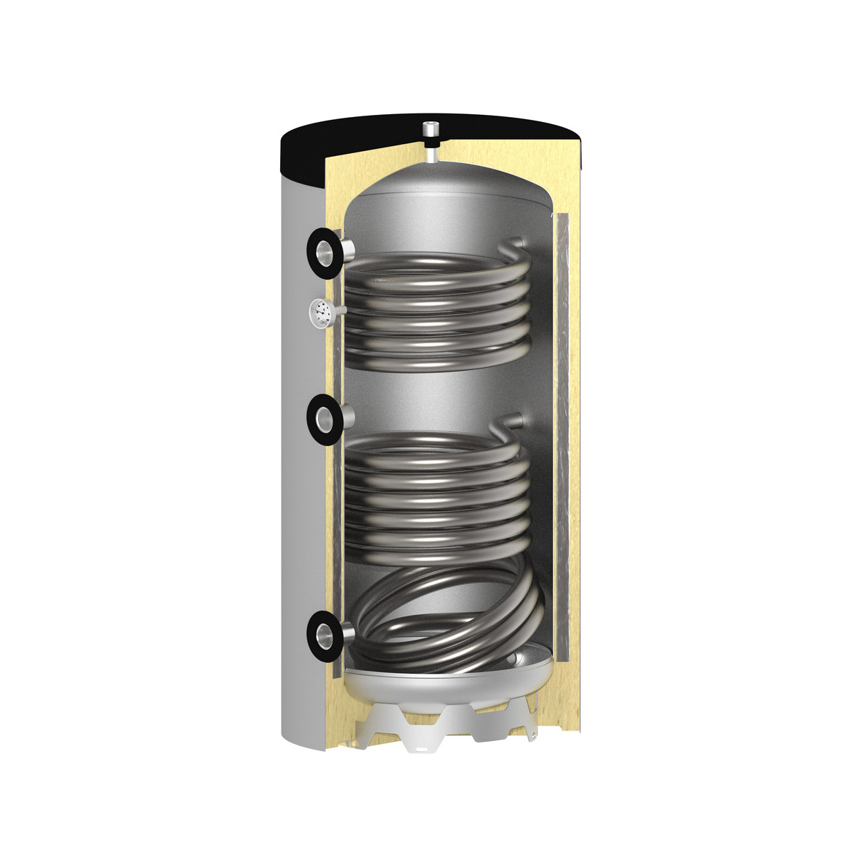OEG Buffer storage tank 200 litres with 2 smooth pipe heat exchangers