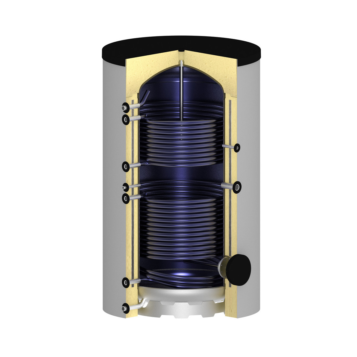 OEG Solar storage tank 1,500 litres with 2 smooth pipe heat exchanger