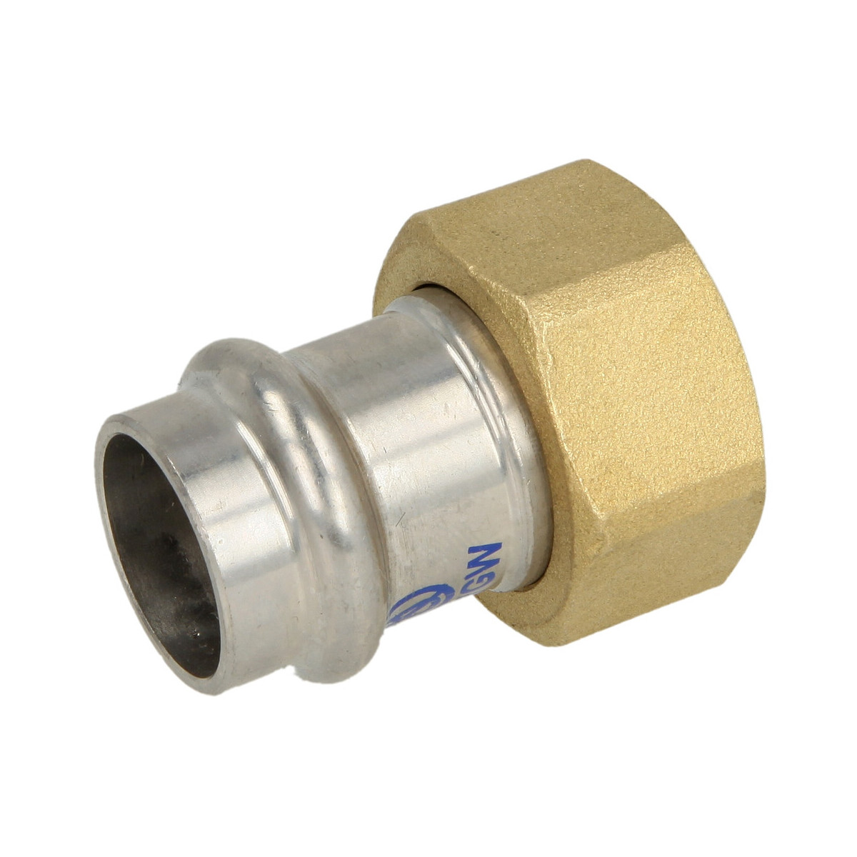 Edelstahl-Pressfitting Halbe-Verschraub. halb 22 mm I x ¾" IG mit Kon
